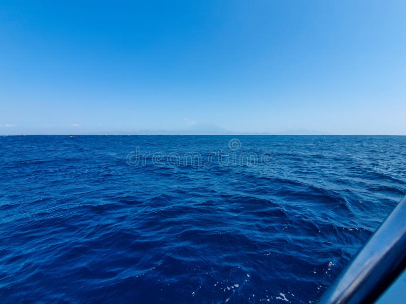 View of the Deep Blue Sky and Deep Blue Sea from a Ship in Bali ...