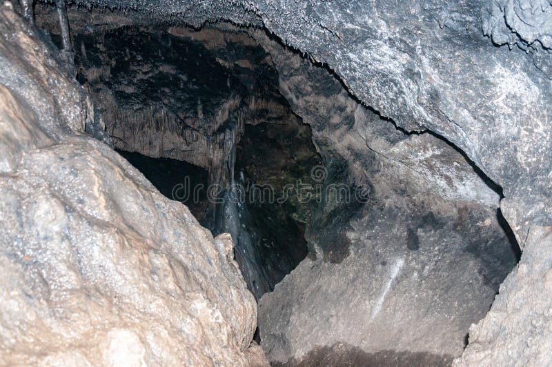 View Deep into the Underground Cave while Travelling Stock Image ...