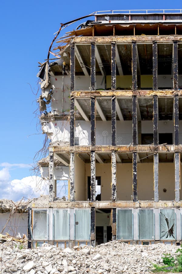 View of the Demolition of a Multi-storey Building. Dismantling and ...