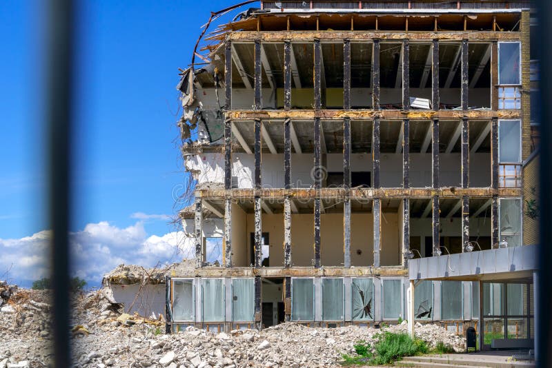 View of the Demolition of a Multi-storey Building. Dismantling and ...