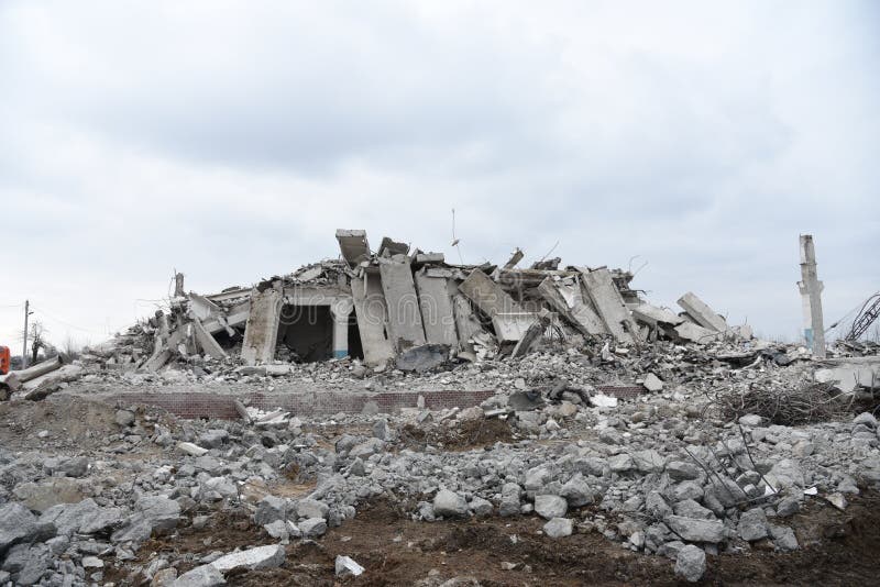 View of the Demolition of a Multi-storey Building. Dismantling and ...