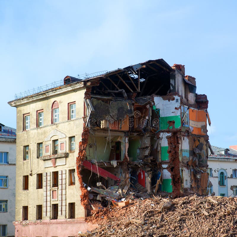 Dismantling and Demolition of Buildings and Structures Stock Image ...