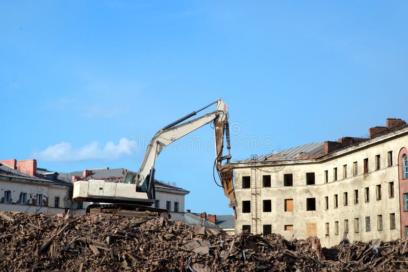 Dismantling and Demolition of Buildings and Structures. Stock Photo ...