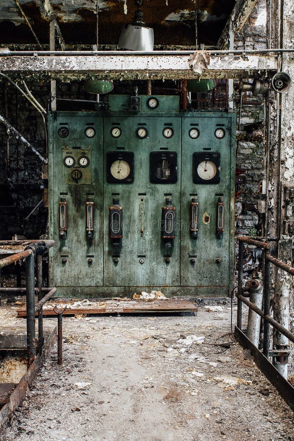 Derelict Control Panel - Abandoned Old Crow Distillery - Kentucky Stock ...