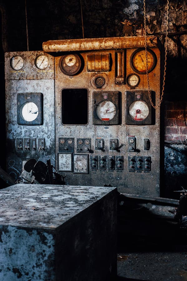 Derelict Control Panel - Abandoned Old Crow Distillery - Kentucky Stock ...