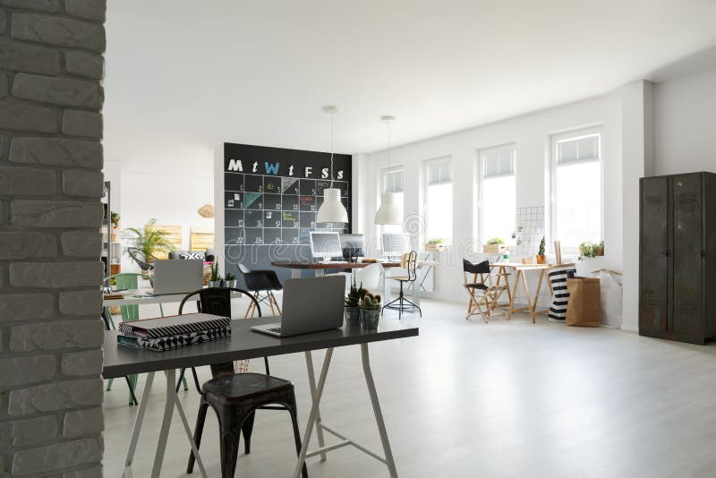 View of desk in office stock image. Image of motivating - 96329895