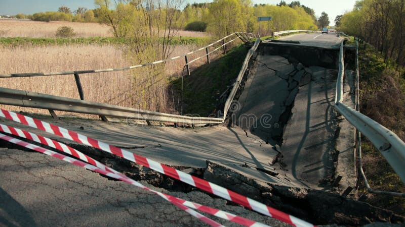 View of the Destroyed Road Bridge As Consequences a Natural Disaster ...