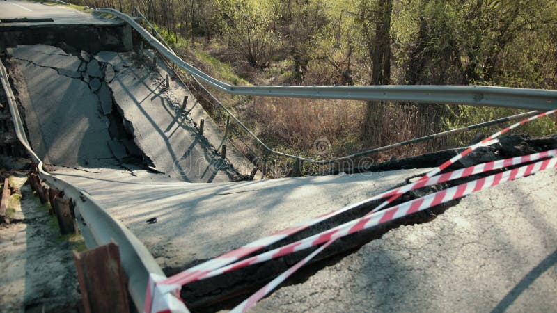 View of the Destroyed Road Bridge As Consequences a Natural Disaster ...