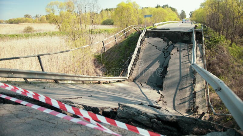 View of the Destroyed Road Bridge As Consequences a Natural Disaster ...