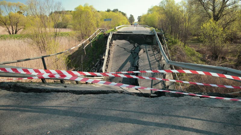 View of the Destroyed Road Bridge As Consequences a Natural Disaster ...