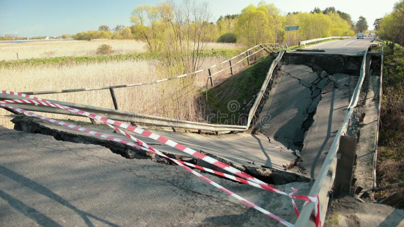 View of the Destroyed Road Bridge As Consequences a Natural Disaster ...