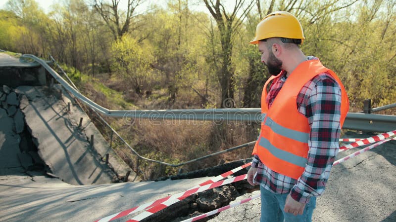 View of the Destroyed Road Bridge As Consequences a Natural Disaster ...