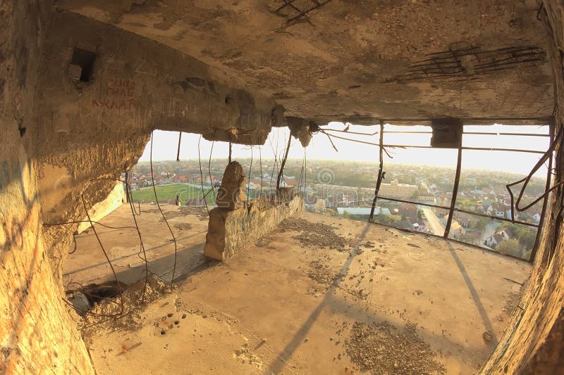 Interior of Destroyed Water Tower. Stock Image - Image of tower, holes ...