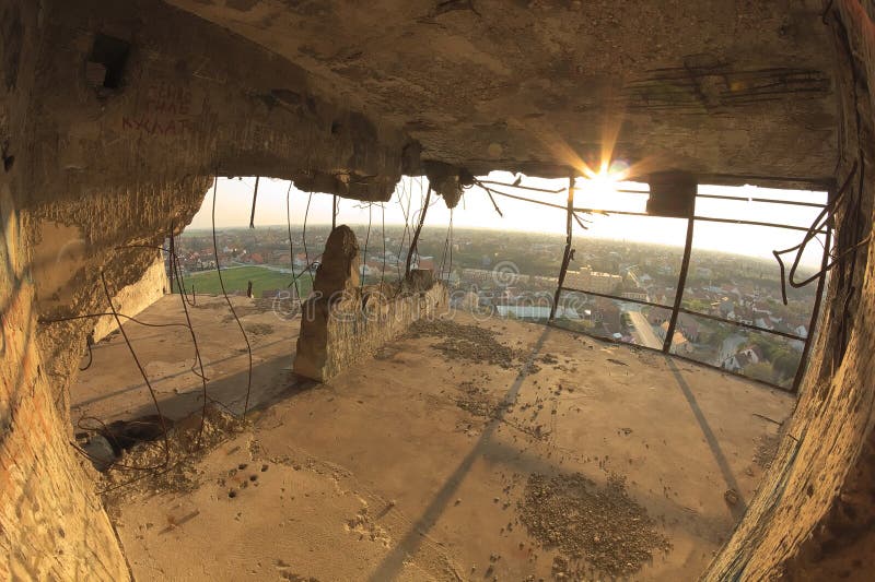 View from Destroyed Water Tower. Stock Image - Image of bomb, lens ...