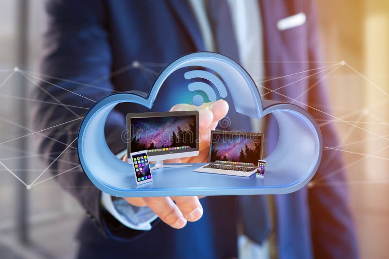 Devices Like Smartphone, Tablet or Computer Displayed in a Cloud Stock ...