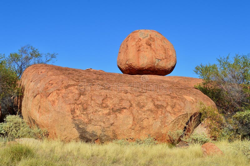 A View of the Devils Marbles in the Red Heart of Australia. Stock Image ...