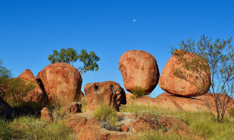 A View of the Devils Marbles in the Red Heart of Australia. Stock Photo ...