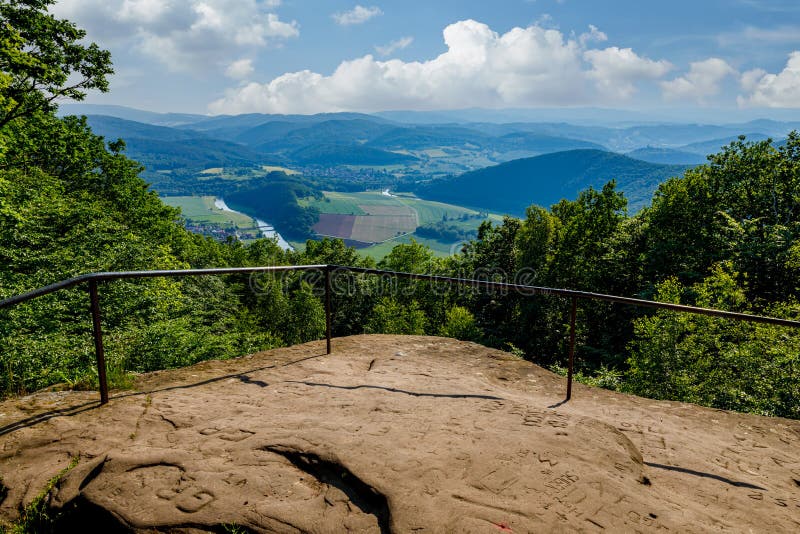 View from the Devils Pulpit Rock into the Werra River Valley between ...