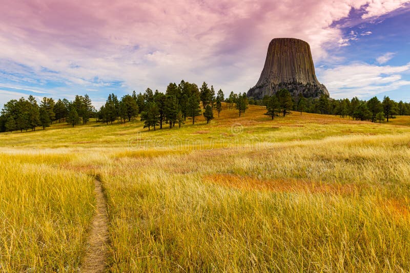 View of Devils Tower from the Joyner Ridge Trail Stock Image - Image of ...