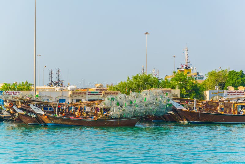 Dhow Port & Cityscape of Old Dubai Stock Photo - Image of creek ...