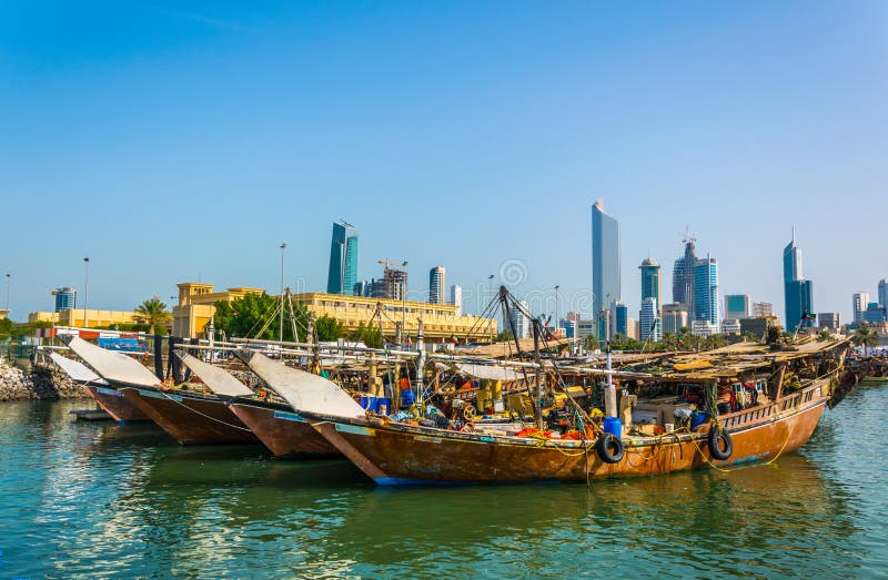 Dhow Port & Cityscape of Old Dubai Stock Photo - Image of creek ...