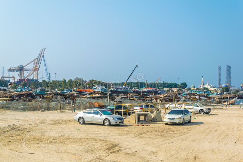 Dhow Port & Cityscape of Old Dubai Stock Photo - Image of creek ...