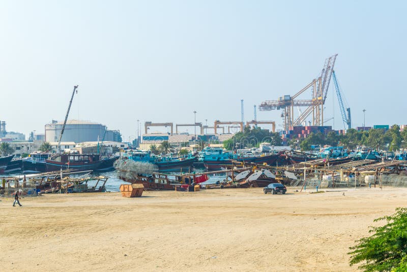 Dhow Port & Cityscape of Old Dubai Stock Photo - Image of creek ...