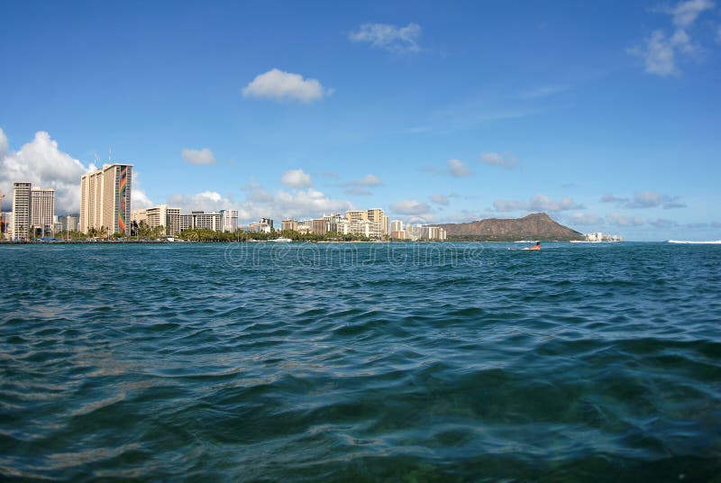 View of Diamond Head stock image. Image of surf, tropical - 2591911