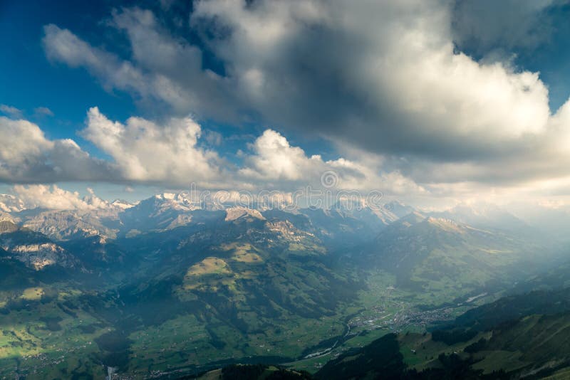 View into Diemtigtal from Mount Niesen Stock Image - Image of bern ...