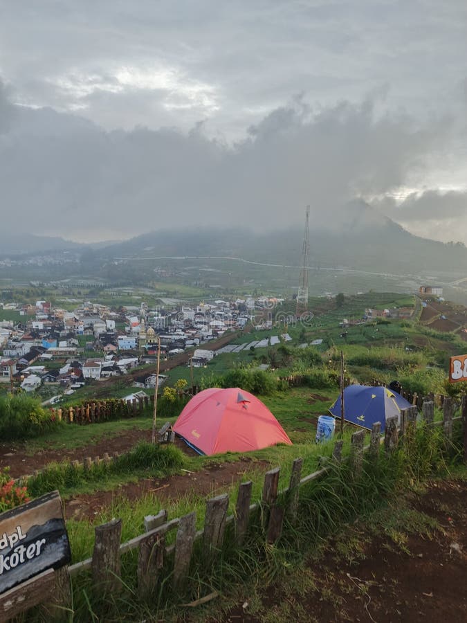 View of Dieng Village from the Top of Scooter Hill Editorial Stock ...