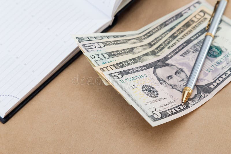 View Different Bank Notes, Diary and Pen Stock Image - Image of bank ...