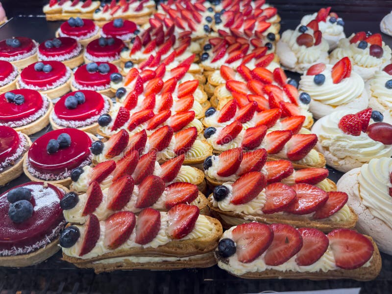 View of Different Fresh Sweets in Shop Window Stock Image - Image of ...