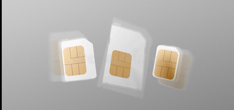 Different Size of a Smartphone Sim Card 3d Rendering Stock Illustration ...
