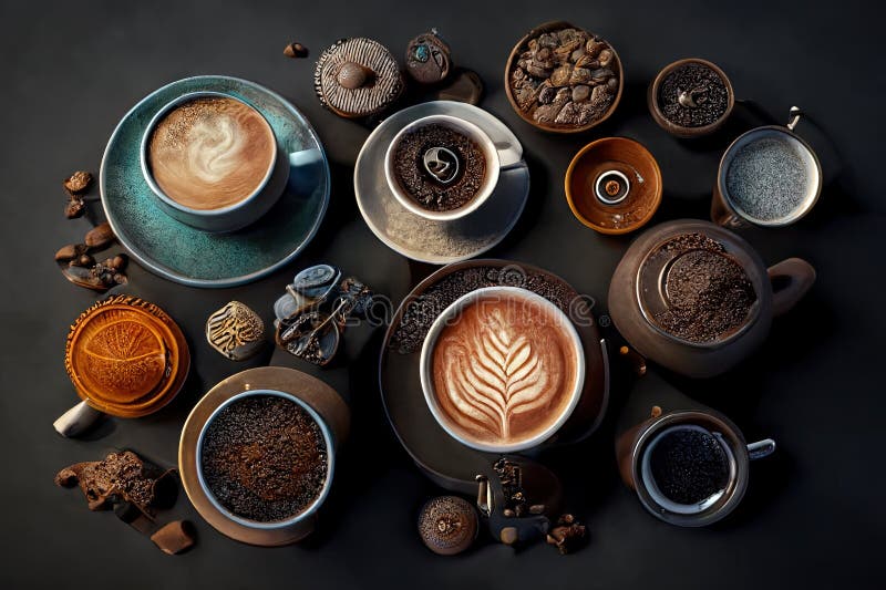 View of Different Types of Coffee Stock Illustration - Illustration of ...