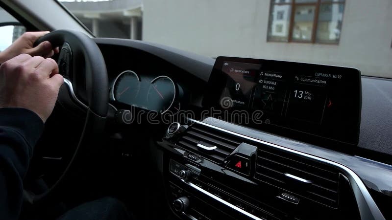 View of Digital Car Dashboard while Driving Car Stock Video - Video of ...