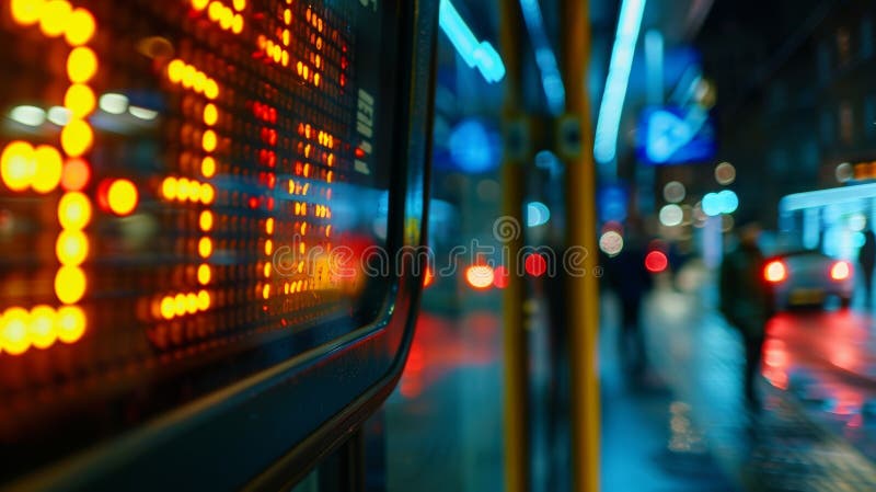 A View of the Digital Display Showing the Estimated Arrival Time of the ...