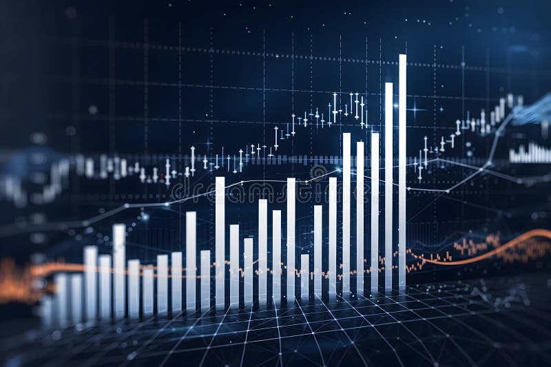 Financial Bar Chart Data Visualization with Tech Oriented Colors Stock ...