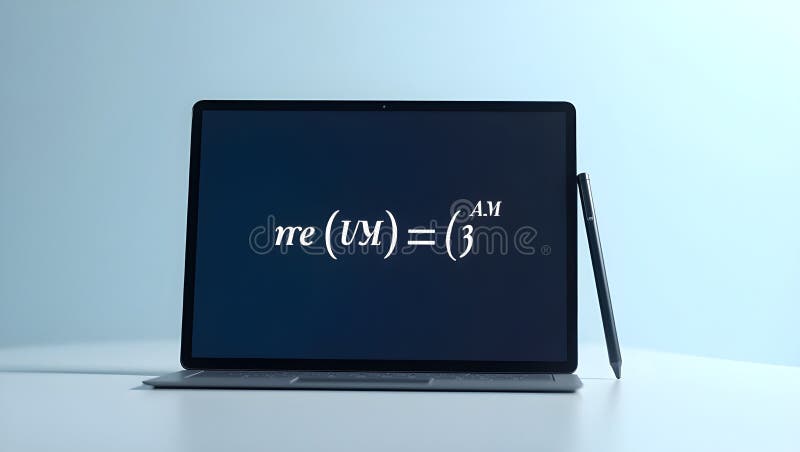 Digital Tablet with a Math Equation on the Screen and a Stylus beside ...