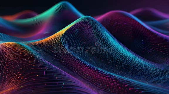 A Digital Wave Pattern with Flowing Lines and a Cool Holographic Effect ...