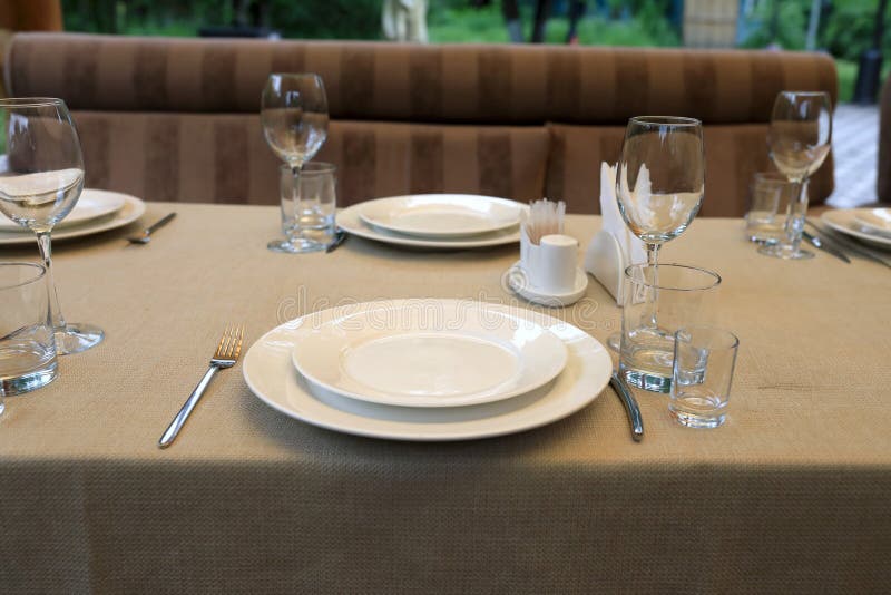 View of Dining Table with Cutlery Stock Image - Image of furniture ...