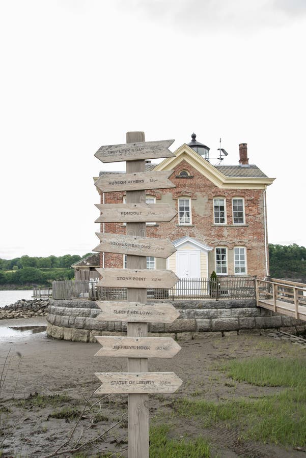 Directional Marks in the Lighthouse Stock Photo - Image of tower ...