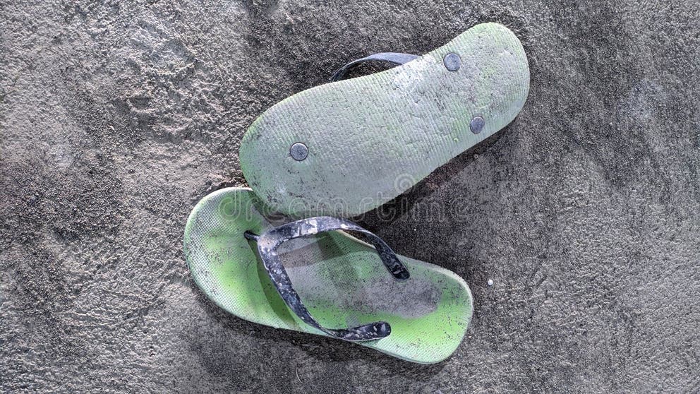 View of Dirty Sandals on the Ground Stock Photo - Image of clothing ...