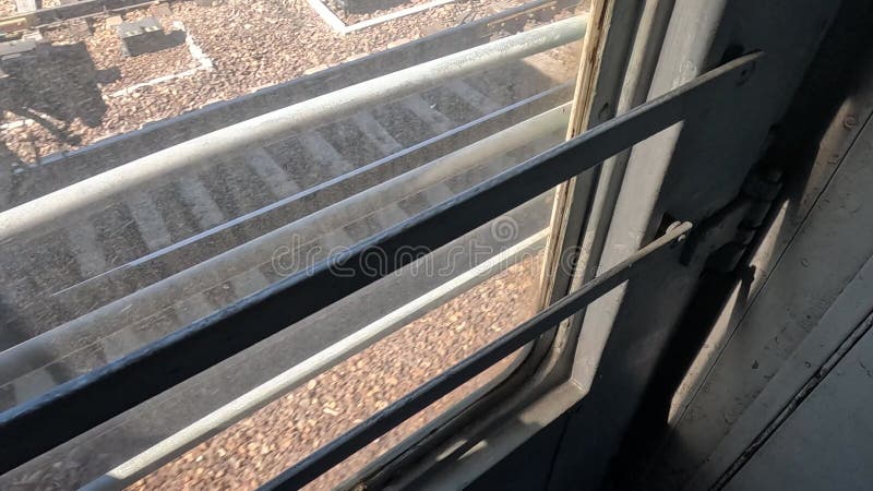 View through the Dirty Window of a Long-distance Moving Train on the ...