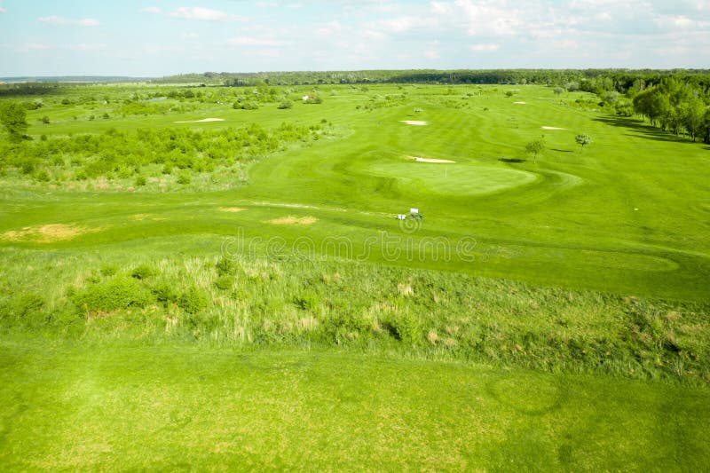 View from a Distance of the Golf Course from a Height. Green Field and ...