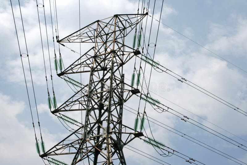 VIEW of DISTRIBUTION UNIT at the TOP of ELECTRICAL PYLON Stock Photo ...