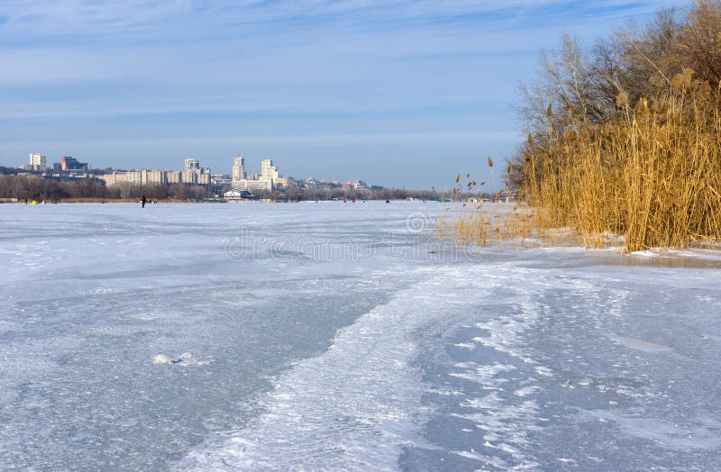 View at Dnepr River in Center of Dnepropetrovsk City Stock Photo ...