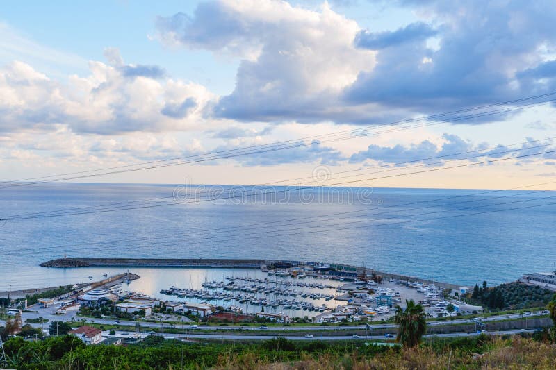 Ships in a Dock in the Ocean Under the Cloudy Sky Stock Photo - Image ...