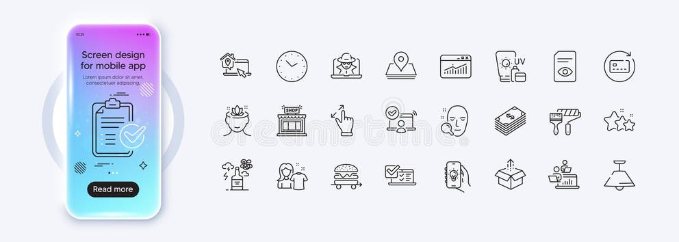 View Document, Send Box and Work Home Line Icons for Web App. Pictogram ...