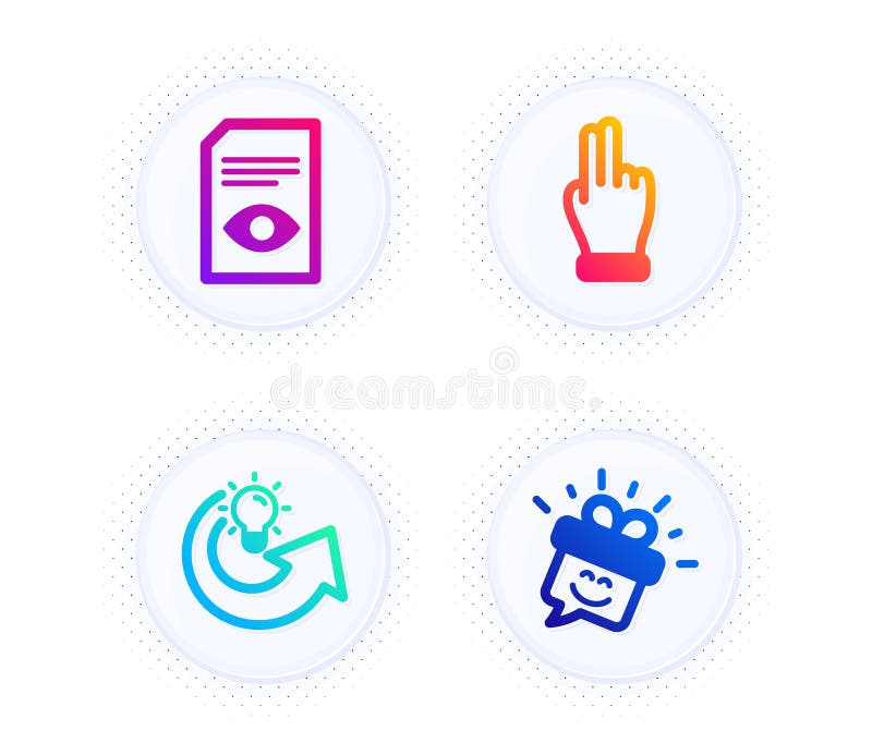 View Document, Share Idea and Click Hand Icons Set. Smile Sign. Open ...