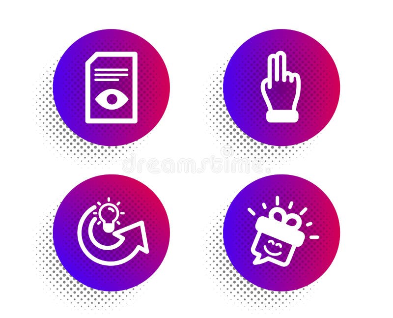 View Document, Share Idea and Click Hand Icons Set. Smile Sign. Open ...